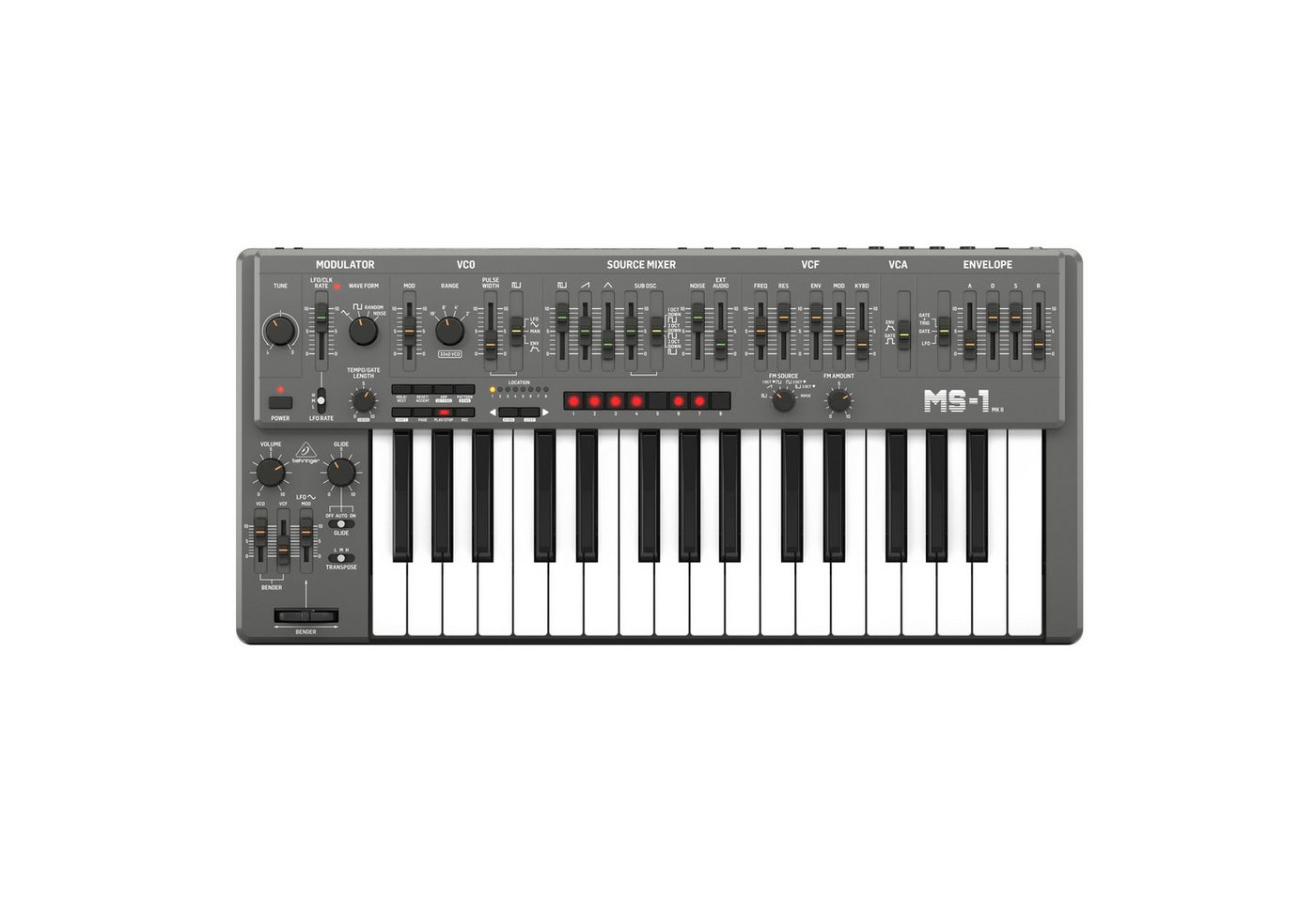 Behringer MS-1 MkII GY, Analog Synthesizer mit 32 Tasten, monophon ...