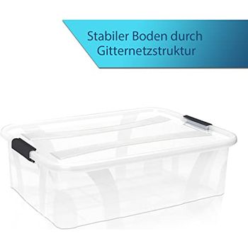 BigDean 3er Set Aufbewahrungsbox mit Deckel transparent - 7L + Clipverschluss - Stapelbox ...
