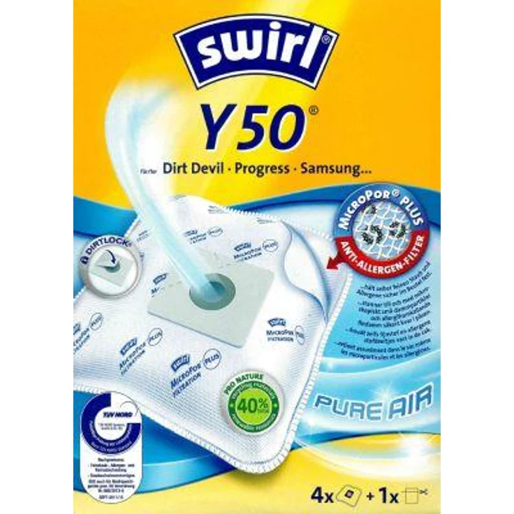 Swirl Staubsaugerbeutel Y50 MicroPor Plus, hygienischer Dirtlock ...