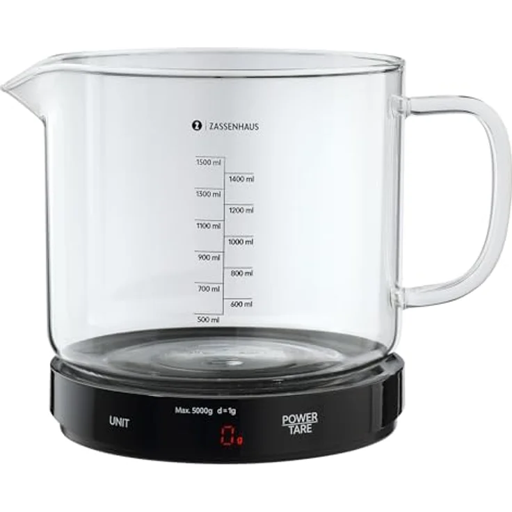 Zassenhaus BAKE Digitale Küchenwaage schwarz, mit Messbecher aus ...