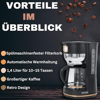 MUSE Kaffeeautomat MS-220 BC | mit Glaskanne, analoge Anzeige für Warmhaltung, 10 Tassen ...