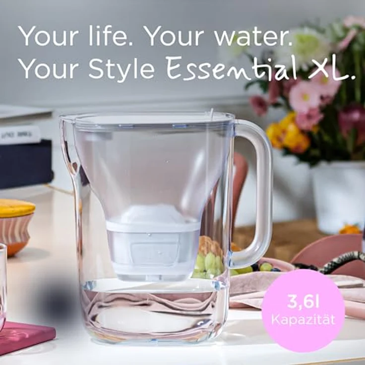 BRITA Wasserfilter Kanne Style Essential XL, 3,6L, weiß, inkl. 1x ...