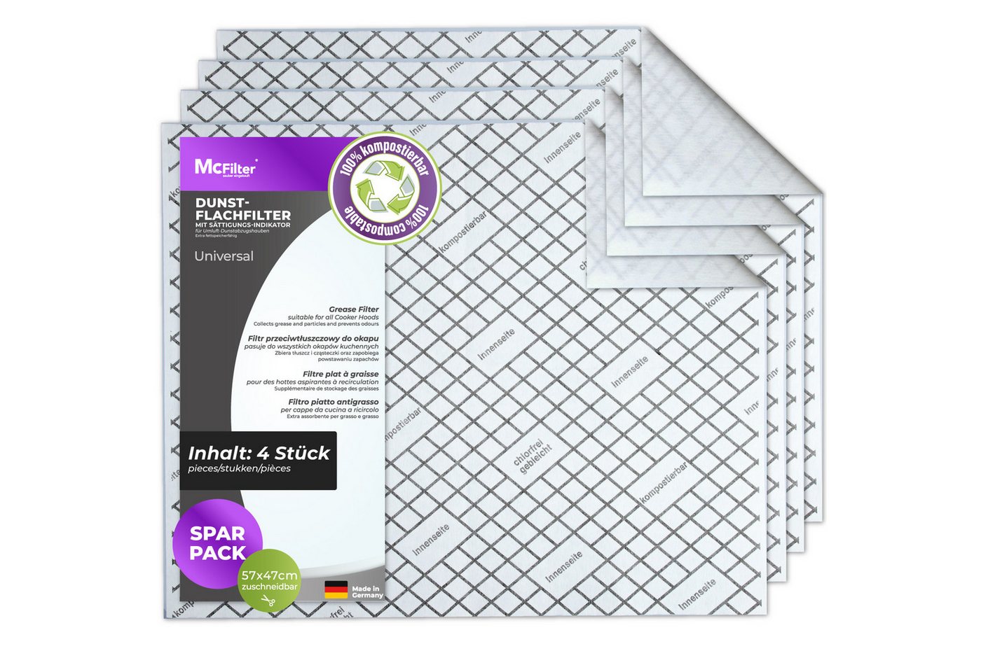 McFilter Fettfilter (4 Stück) Universal Dunstfilter 57 x 47cm mit ...