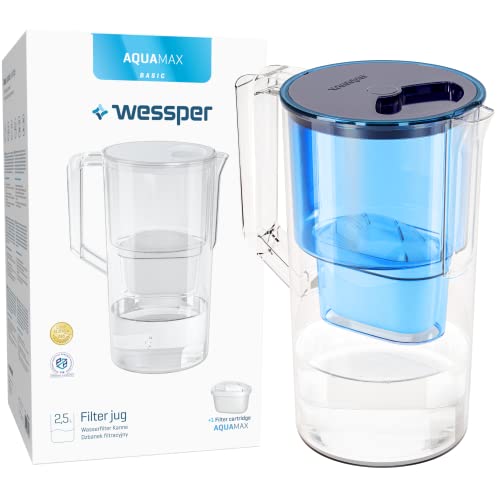 Wessper AquaClassic Basic 2.5L Wasserfilterkanne - Reduziert Kalk und ...