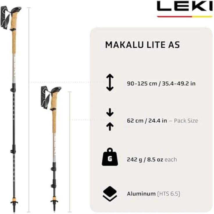 LEKI Makalu Lite AS, leichte und verstellbare Aluminium-Wanderstöcke ...
