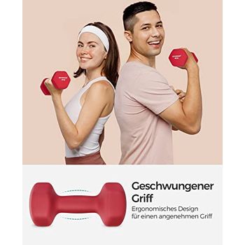 SONGMICS Hanteln, 2er Set, 2 x 4 kg, Hantelset, Kurzhanteln, Hexagon, Neopren-Beschichtung ...