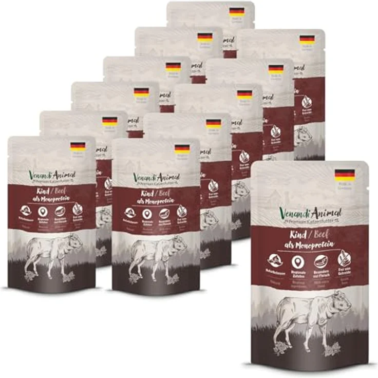 Venandi Animal Premium Nassfutter für Katzen Rind, Monoprotein, 12er ...