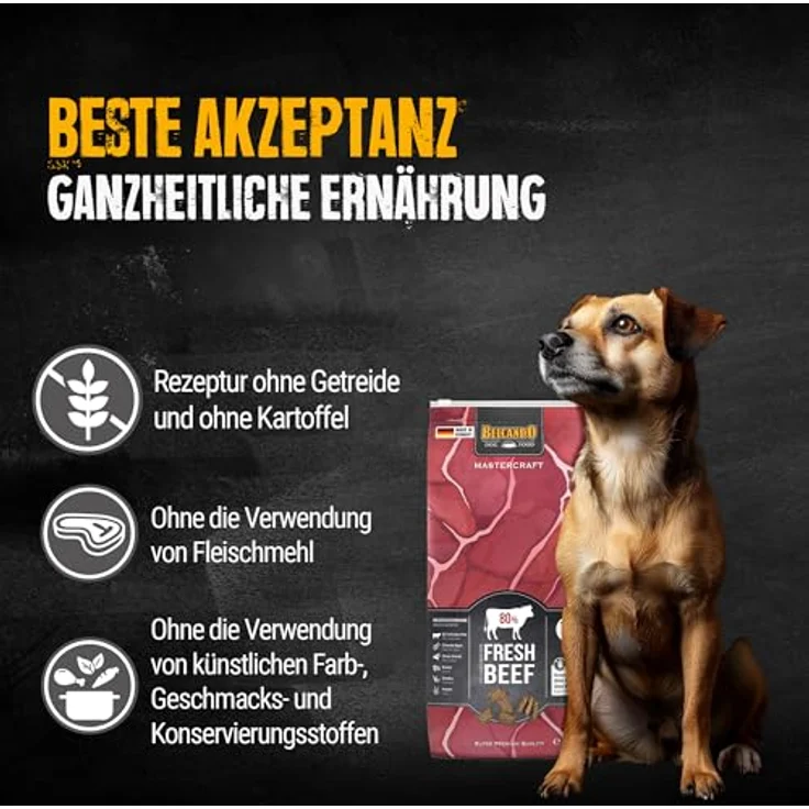 BELCANDO MASTERCRAFT Hundefutter trocken Fresh Beef, 10kg, 80% ...
